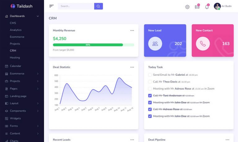 Tailwind Admin Template Html – Taildash